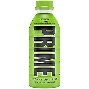 Prime Hydration Drink Lemon Lime 16.9oz Bottles, 12 Units, With V2U Custom Koozie