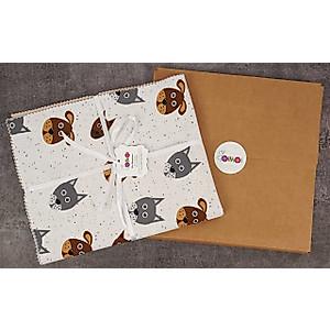 Soimoi 8 Pc Fat Quarter Bundle- Dog Print 18"x 22" DIY Patchwork- 100% Cotton Pre-Cut Quilting Fabric Gray-White- Brown