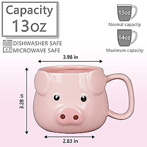 ToCooTo Pig Coffee Mug 14 oz Ceramic Novelty Coffee Mug 3D Porcelain Tea Mug for Women Christmas Housewarming Holiday Birthday Gifts for Women Mom Kids Teacher and Best Friend Pink