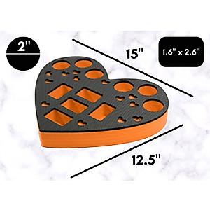 Polar Whale Lotion and Body Spray Stand Organizer Heart Shaped Large Tray Orange Black Durable Foam Washable Waterproof Insert for Home Bathroom Bedroom Office 15 x 12.5 x 2 Inches 11 Slots