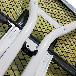 StateOJ 4 Leg Steel Top Folding Ironing Board with White Frame & Blue Lattice Cover Ironing Board Iron Board Apartment Essentials Laundry Organizer Folding Board