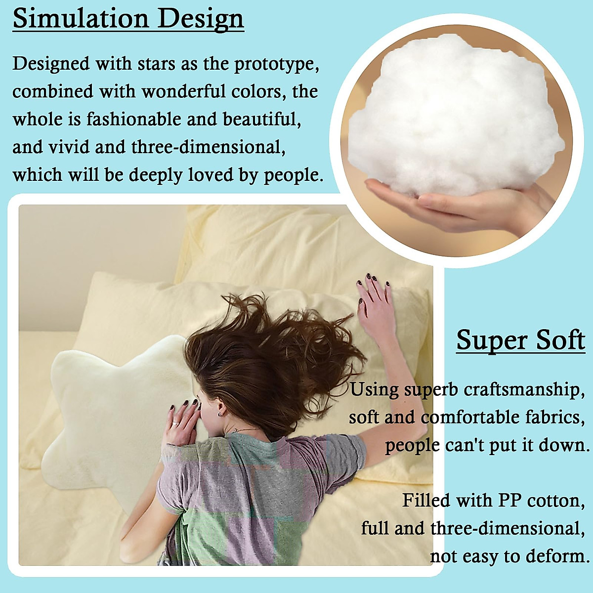 zhidiloveyou Star Pillow Plush White, Stuffed Star Shaped Pillow Cute Toy for Kids 15.7 inch