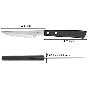 SANHUI Steak Knives, Steak Knife Set of 6, German Stainless Steel Steak Knife Serrated