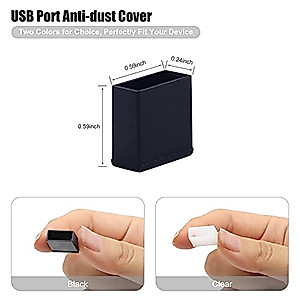 BUSHIBU USB Cover Cap, 20 Pcs Black Clear Plastic USB A Male Anti-Dust Plug Cover