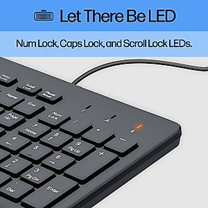 HP 150 Wired Keyboard with Numeric Keypad - Silent-Touch Chiclet Keyboard - Ergonomic, Comfortable - USB Plug-and-Connectivity, LED Indicators (664R5AA, Black)