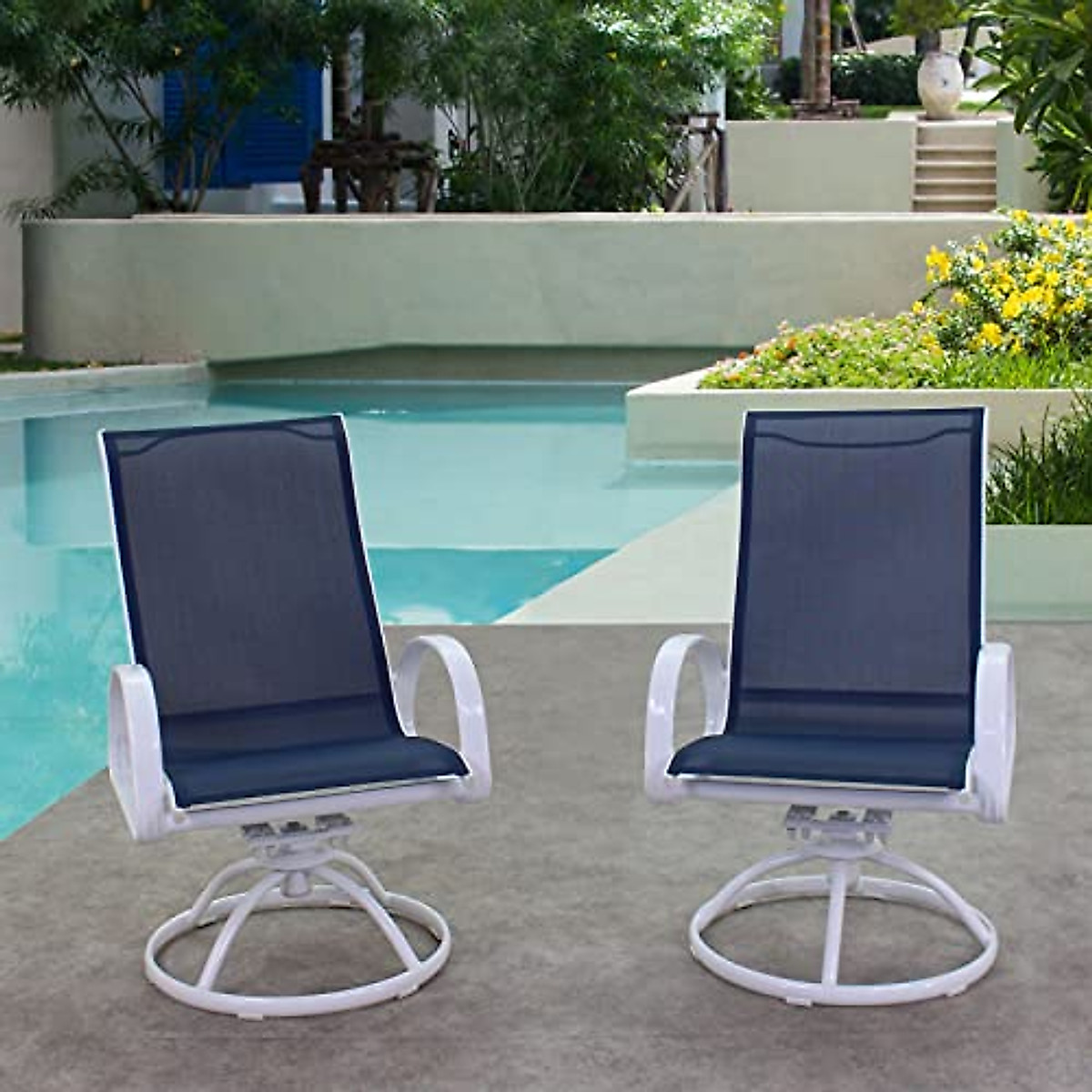 Courtyard Casual Santa Fe Collection Sling Swivel Rockers 2 Piece Set, White