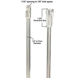 24 Inches Long Clear Blind Tilt Wand Replacement with Hook and Grip (3 Piece Pack)