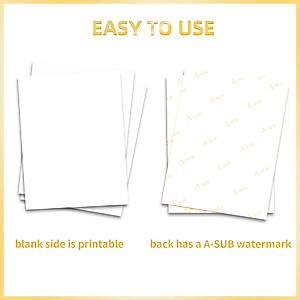 A-SUB Sublimation Paper Heat Transfer 110 Sheets 8.5 x 11 Inches Letter Size Compatible with Inkjet Printer 120gsm