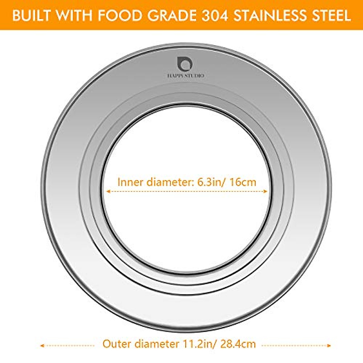 HAPPi STUDIO Steamer Ring Stainless Steel Adapter for 8 to 11inch Bamboo Steamer
