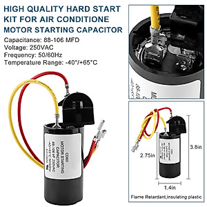 8333A9021 Air Conditioner Hard Start Kit AC Hard Start Kit,Start the AC Smoothly by Fetechmate Replacement 8333A9021 PKG 8335-9021 9333-9021 105620-10-70 Capacitor Hard Start Kit
