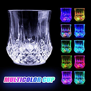 2win2buy LED Cups 4 PACK Flashing Light up Automatic Water Activated Color Changing Wine Whisky Beer Cola Juice Drinkware Mugs Shot Glass for Bar Disco Night Club Party Halloween Christmas, Set of 4