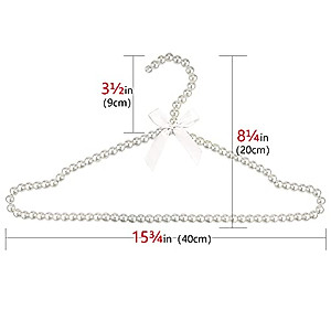 ADORILA 5 Pack Pearl Clothes Hangers, Elegant Bridesmaid Hangers, Closet Coat Storage Organizer Bowknot Standard Wedding Hangers (White)