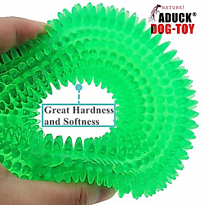 ADUCK Dog Squeaky Chew Toys for Aggressive Chewers Dental Teething Cleaning [Non-Toxic Soft Natural Rubber], Cute Crystal Ring Design -4.92 inches (Crystal Green)
