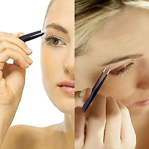 MIYADIVA 20x Magnifying Mirror with Suction Cup and Eyebrow Tweezers Kit for Women, Hair Removal Tweezers Travel Set Including High Magnification Magnified Mirror，5 Inch