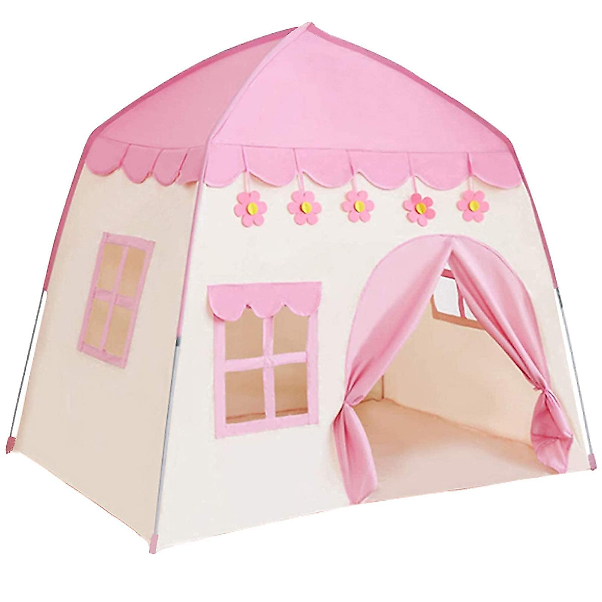 TTLOJ Kids Play Tent and Rectangle Kids Rug Set, Pink Girls Tent, Pink mat