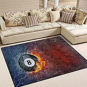 ALAZA Billiard Ball Fire Water Non Slip Area Rug 4' x 5' for Living Dinning Room Bedroom Kitchen Hallway Office Modern Home Decorative