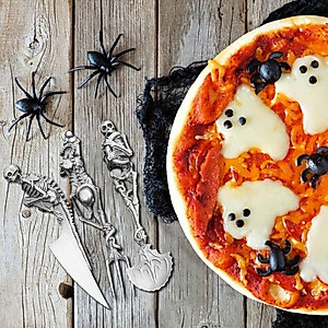 Halloween Skeleton Cutlery Set Metal Flatware Tableware Skeletal Fork Knife Spoon Halloween Party Tabletop Ornaments Vividly Golden