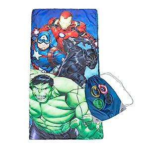 Jay Franco Marvel Avengers Battle Formation Slumber Sack - Cozy & Warm Kids Lightweight Slumber Bag/Sleeping Bag - Featuring Captain America, Iron Man, Black Panther, & Hulk