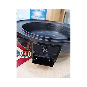 Soup N Grill Circular Edition Hotpot Grill Combo Indoor Korean BBQ, Shabu Shabu Electric Hot Pot with Divider, Portable with Free Strainer Scoops, Extra Long Chopsticks, Tongs, Cloths, Smokeless Grill