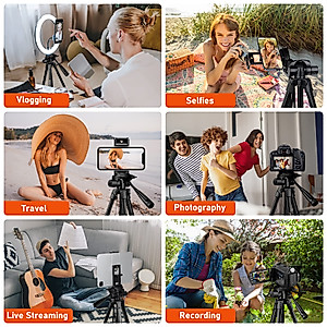 JOILCAN Camera Tripod, 68" Tablet Tripod Stand for Phone Cameras, Travel Tripod Compatible with iPad iPhone DSLR SLR Projector, Cell Phone Tripod Stand with Remote/Travel Bag / 2 in 1 Mount