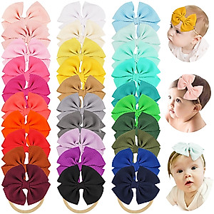 DED 30Pcs Hair Bows Nylon Headbands Super Stretchy Baby Hairbands Hair Accessories for Newborn Infant Toddler