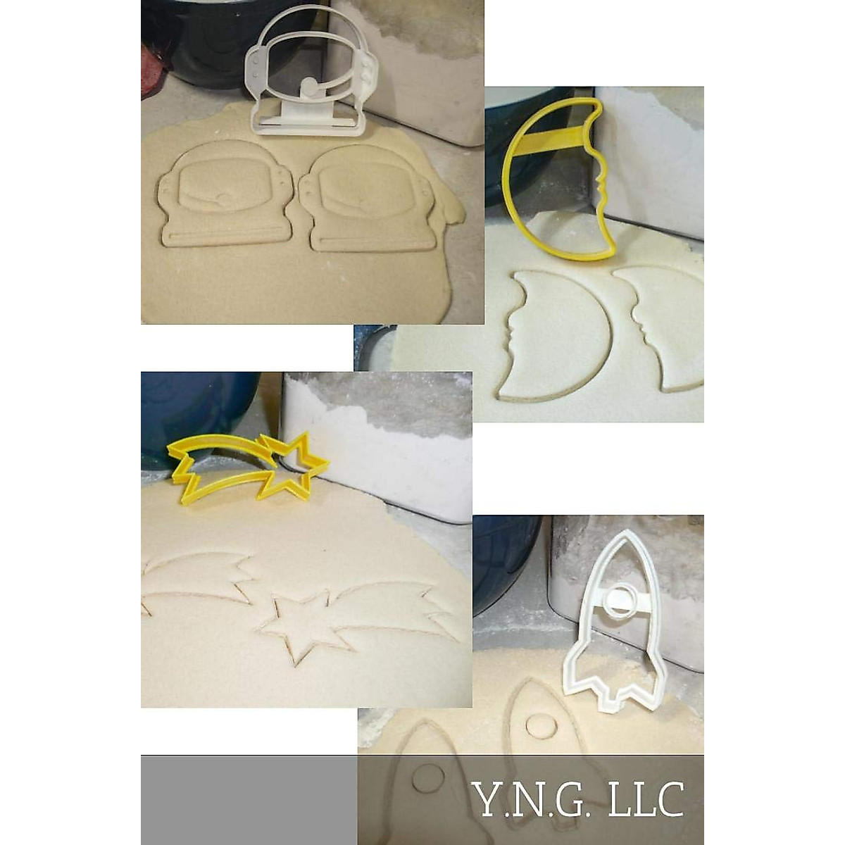 SPACE KIT ROCKET MOON ASTRONAUT STAR SET OF 4 COOKIE CUTTERS MADE IN USA PR1110