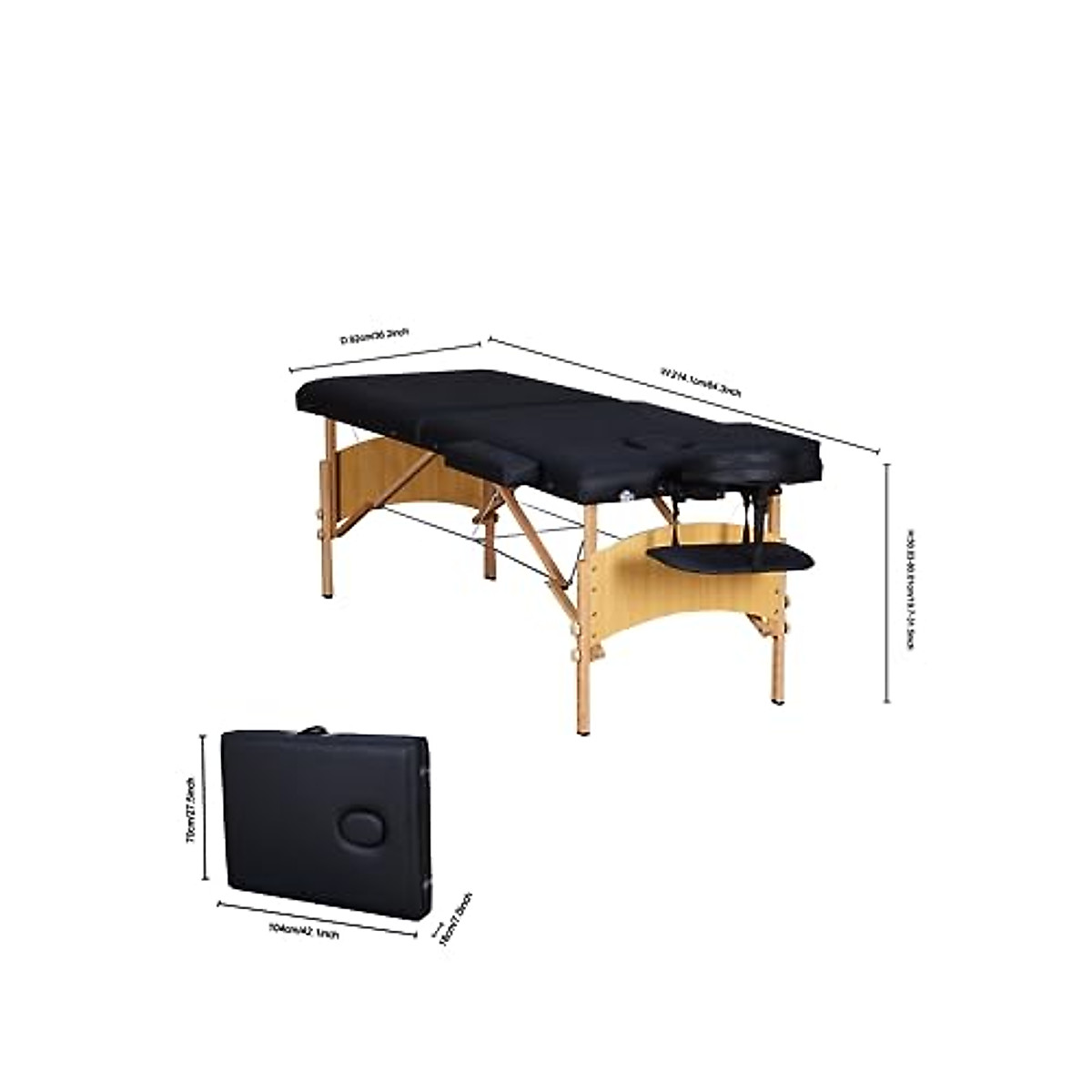 AmazonCommercial Portable Folding Massage Table with Carrying Case - Black
