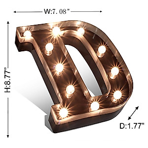 LED Marquee Letter Lights Black Alphabet Light Up Sign for Wedding Home Party Bar Decoration Battery Powered Letter Decor-D
