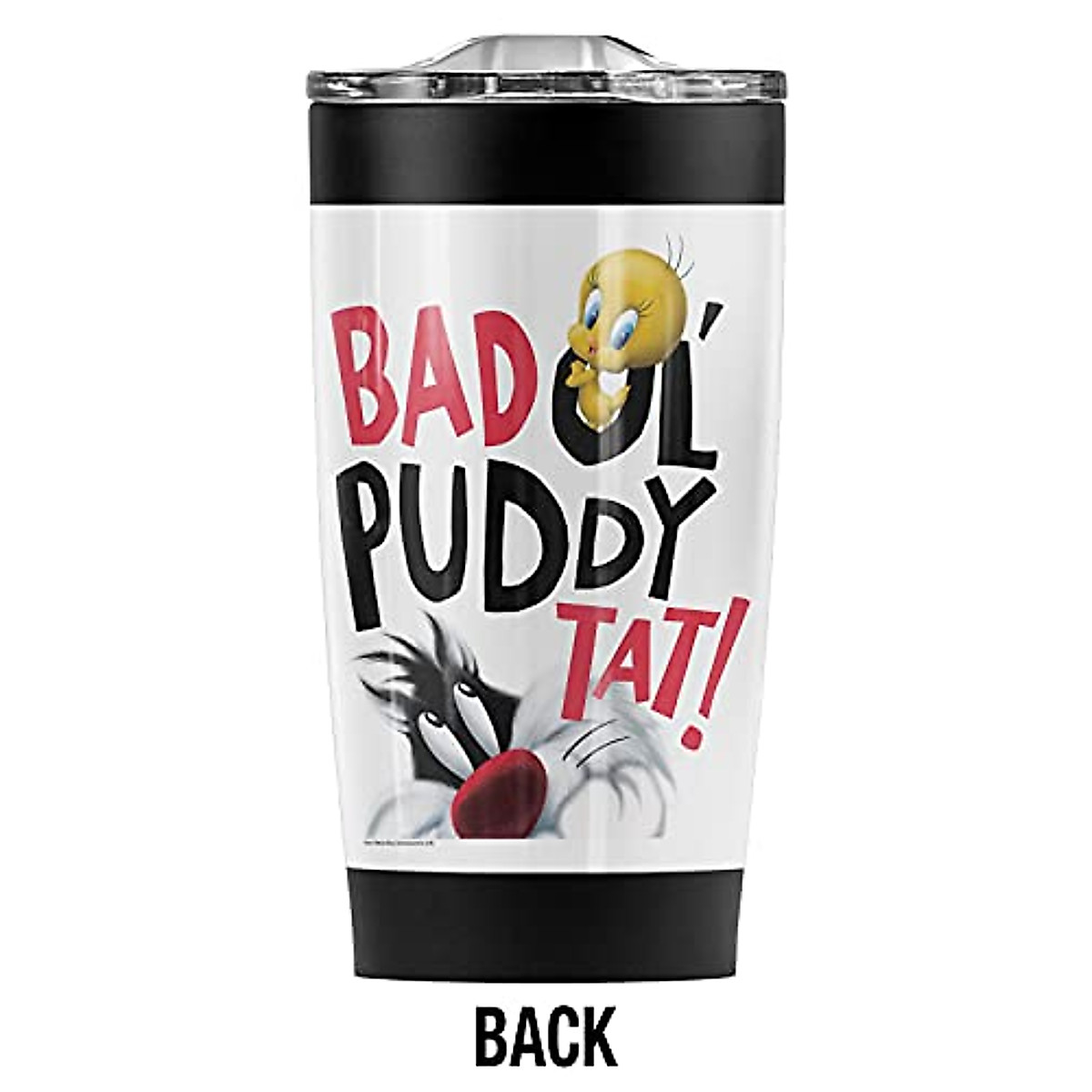 Looney Tunes Sylvester and Tweety Bad ol' Puddy Stainless Steel Tumbler 20 oz Coffee Travel Mug/Cup, Vacuum Insulated & Double Wall with Leakproof Sliding Lid | Great for Hot Drinks and Cold Beverages