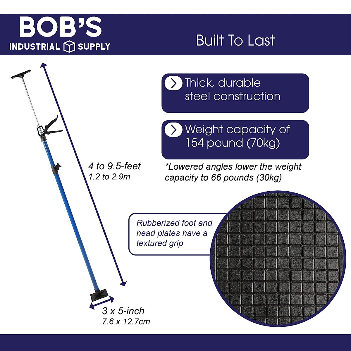 BISupply Adjustable Support Pole - 4 to 9.5ft Expanding Third Hand Cabinet Jacks for Installing Cabinets, Drywall, More