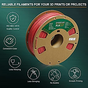 OVERTURE PLA Filament 1.75mm PLA 3D Printer Filament, 1kg Cardboard Spool (2.2lbs), Dimensional Accuracy +/- 0.03mm, Fit Most FDM Printer (Jeans Red)