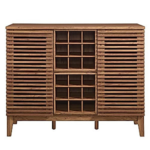 Modway Render Mid-Century Modern Wine Bar Cabinet in Walnut, 17 x 46 x 37