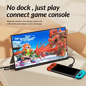 cocopar USB-C Portable Monitor - 15.6 Inch FHD HDR FreeSync Zero Frame USB-C Computer Display with Dual Type-C Mini HDMI for Laptop PC Mac Surface Xbox PS4 Switch, with Smart Cover