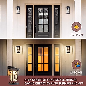 Dusk to Dawn Modern Outdoor Wall Light Exterior Light Fixtures Black Aluminum with Crack-Like Glass Create Gorgeous Lighting Effects UL and IP65 Waterproof Wall Sconce Outdoor for Front Porch Lighting