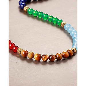 Jewever 7 Chakra Anklet Bracelet For Women Beach Foot Energy Healing Gemstone and Crystals Yoga Worry Stone Balancing Meditation