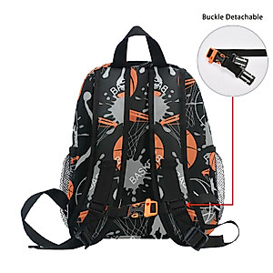 TropicalLife Kids Backpack Basketball Player Art Painting Toddlers Schoolbag with Chest Strap & Bottle Holder Rucksack for Preschool Nursery Girls Boys, Lightweight