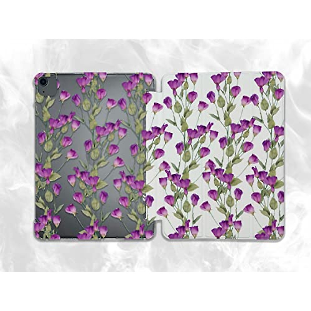 Cute Purple Flowers Kawaii case Compatible with iPad Mini Air Pro 7.9 8.3 9.7 10.2 10.9 11 12.9 inch Pattern Cover New 2022 2021 Trifold Stand 3 4 5 6 7 8 9 Generation 527 (10.2" 7/8/9 gen)
