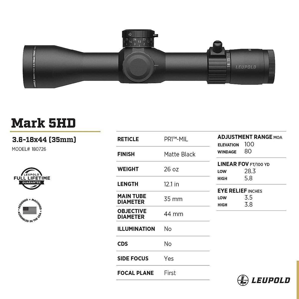Leupold Mark 5HD 3.6-18x44mm Riflescope