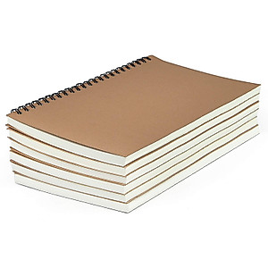 Zealor 6 Pack Soft Cover Notebook with Lined Paper 8.3 inch x 5.5 inch, Spiral Notebooks -120 Pages, 60 Sheets - Memo Notepads for Home School Travel (Kraft Cover)