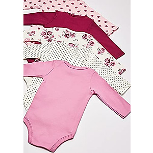 Hudson Baby Unisex Baby Cotton Long-sleeve Bodysuits, Rose, 9-12 Months