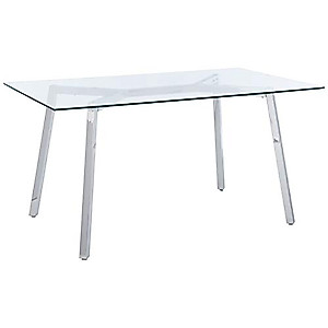 Christopher Knight Home Zavier Tempered Glass Dining Table, Clear / Chrome