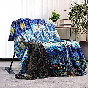 Van Gogh Fleece Blanket Art Throw Blanket for Kids Girls Boys Teens Adults, Super Soft Warm Lightweight Plush Flannel Blanket for Gifts Bedding,Sofa,Travel,Camping,Office (Starry Night, 80"L x 60"W)