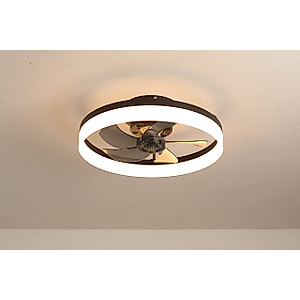 19.6" Ceiling Fans with Lights, Semi-enclosed Flush Mount Low Profile Ceiling Fan for Safe Use, 6 Speeds, Reversible, LED Dimmable, 3 Color Temperature Optional, DC Motor,with Remote (Minimalist)
