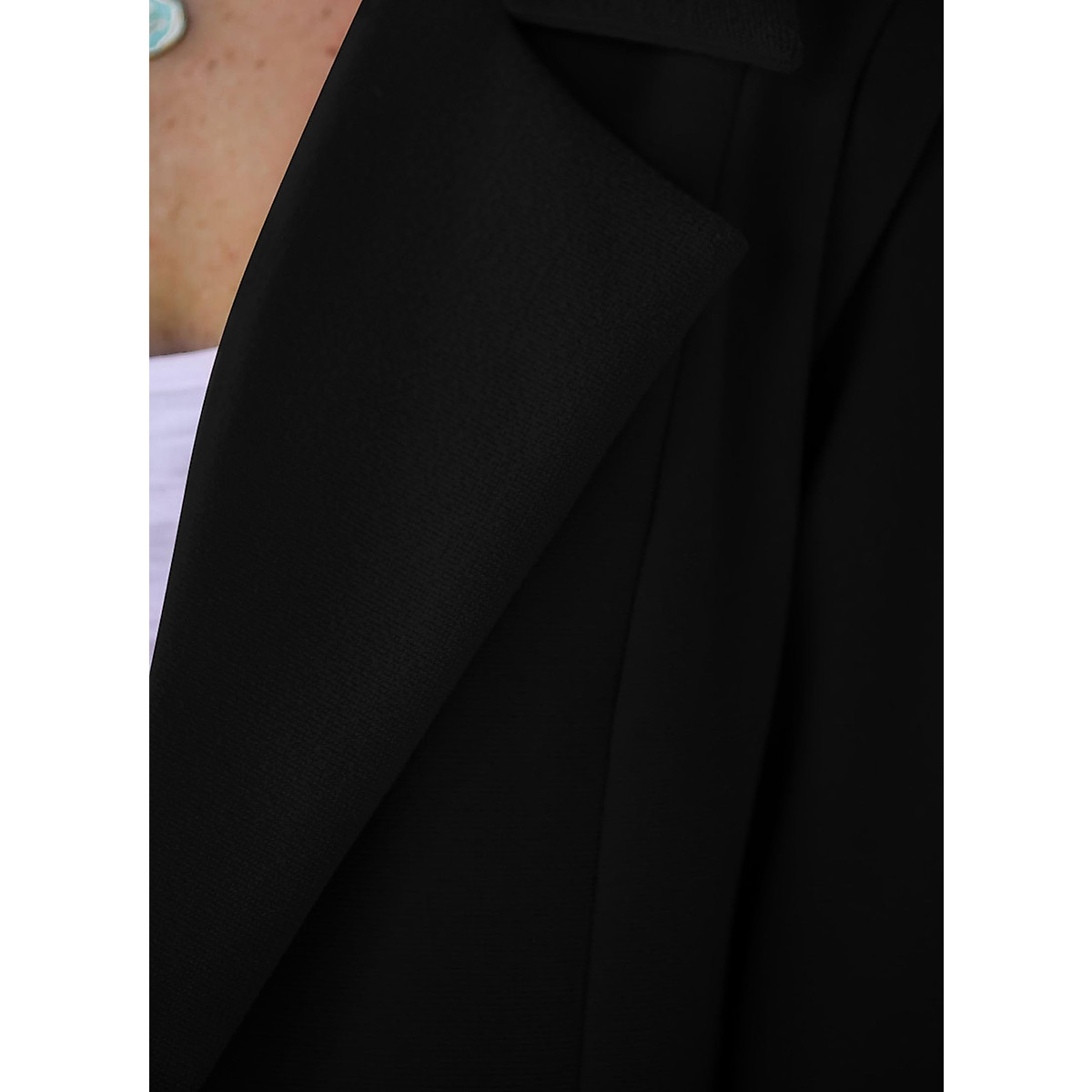 PRETTYGARDEN Women's 2024 Fall Long Blazer Jackets Long Sleeve Lapel Pockets Loose Fit Work Casual Blazers Outerwear (Black,Small)