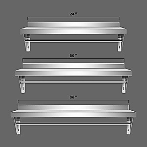 HXCFYP Stainless Steel Shelf 12 x 30 Inches 280 lb, NSF Commercial Wall Mount Floating Shelving for Restaurant, Kitchen, Home and Hotel