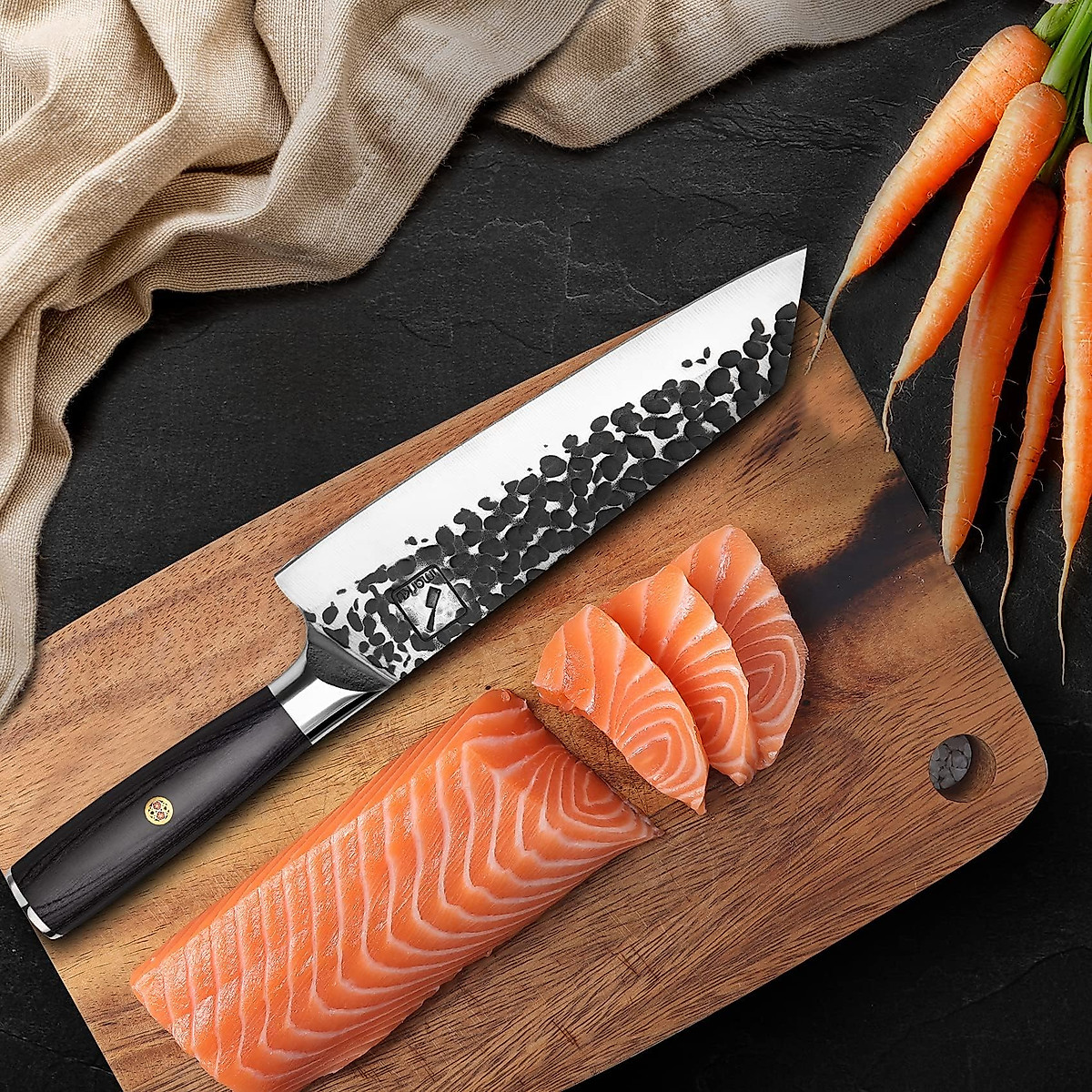 imarku Chef Knife Japanese Forged Knife 7.5 Inch High Carbon German Stainless Steel Meat Cleaver Knife Kitchen Kiritsuke Knife for Home and Restaurant Christmas Gift for Men and Women