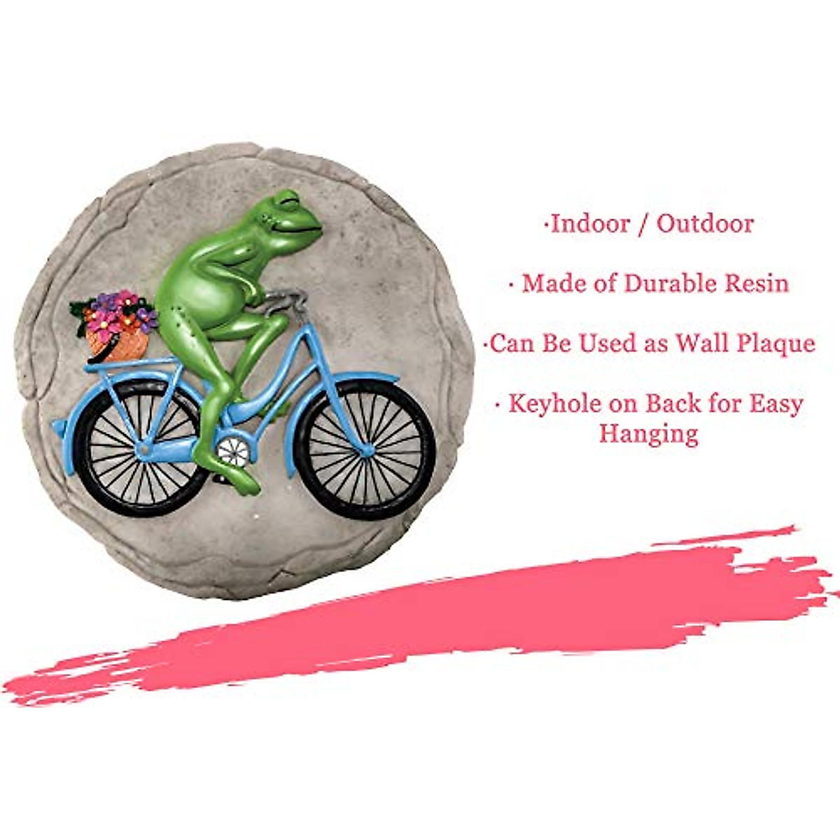 Spoontiques - Garden Décor - Frog on Bicycle Stepping Stone - Decorative Stone for Garden