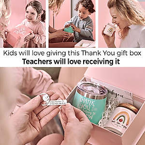 Little Mindings End of Year Teacher Gifts | Teachers Appreciation Gift Sets | Teacher Gift Set for Women: 12oz Tumbler, Thank You Candle, Keychain, Thank You Teacher Card