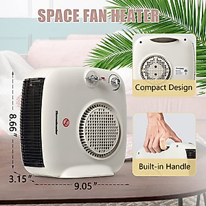Portable Fan Heater, Homeleader 750W/1500W Electric Space Heater with Adjustable Thermostat, Room Heater for Home Office Q7
