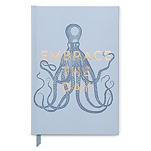 Designworks Ink Vintage Sass A5 Hardcover Notebook Journal, Design: Embrace The Day, Colour: Blue, 14.6cm x 21.6cm, JB86-1093EU. 240 Lined Pages. Soy Based Ink.